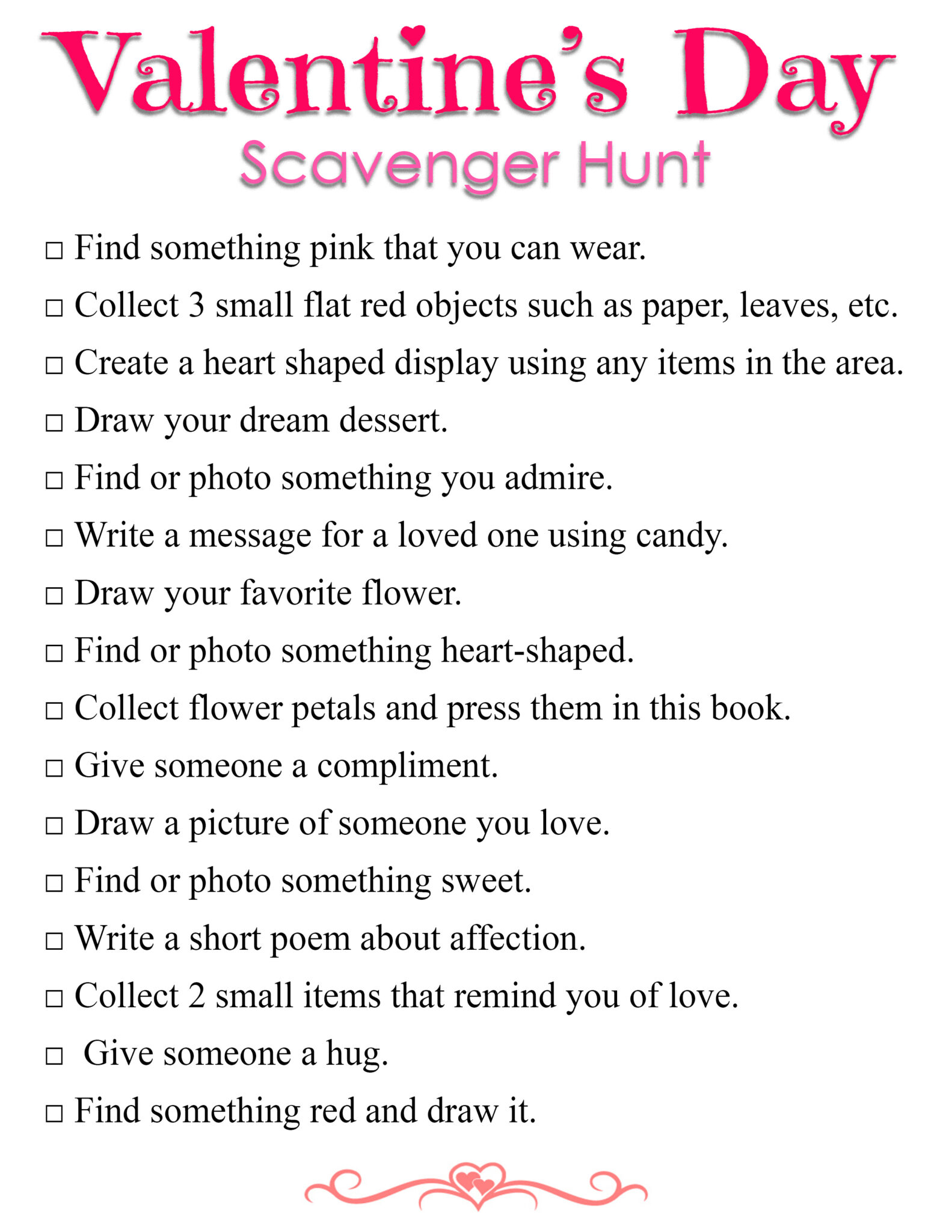 Fun and Free Valentine's Scavenger Hunt - Thrifty Mommas Tips