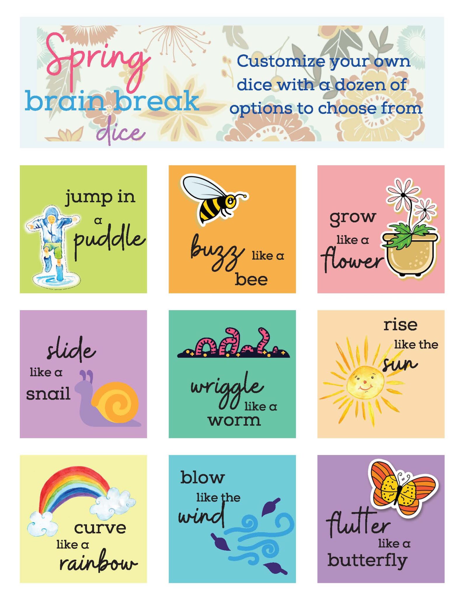 Take Digital Breaks - Spring Brain Breaks Game - Thrifty Mommas Tips