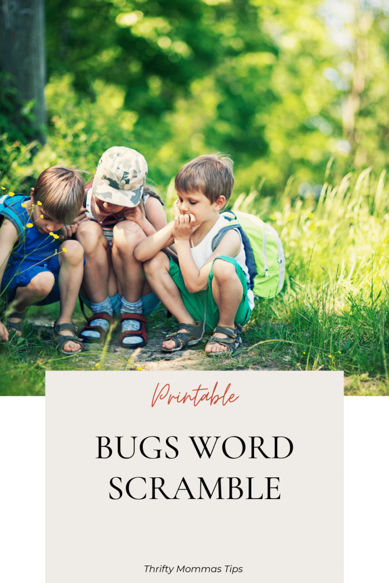 Bugs Word Scramble for Kids - Thrifty Mommas Tips